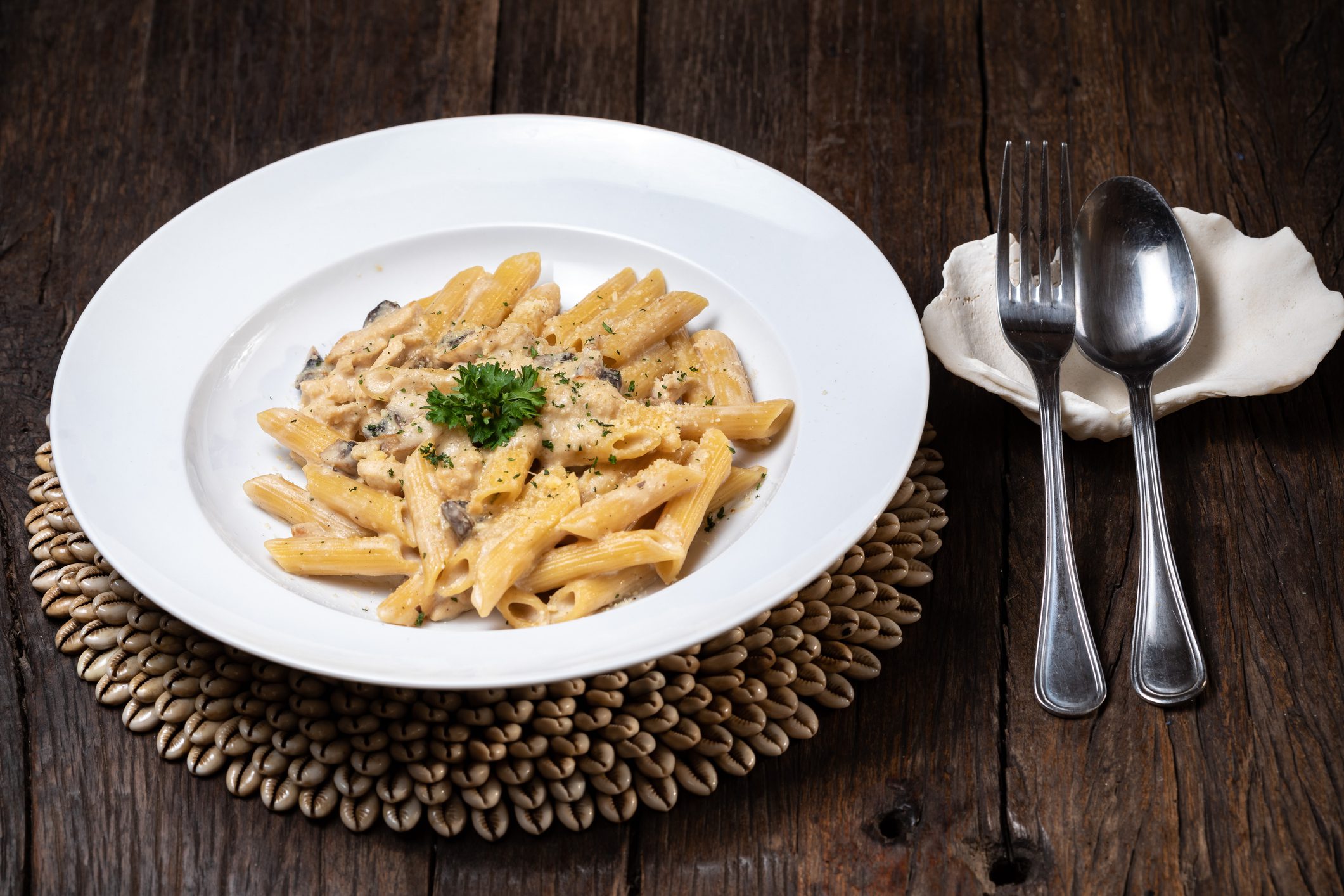 Mini Penne à la carbonara et aux champignons - Panzani